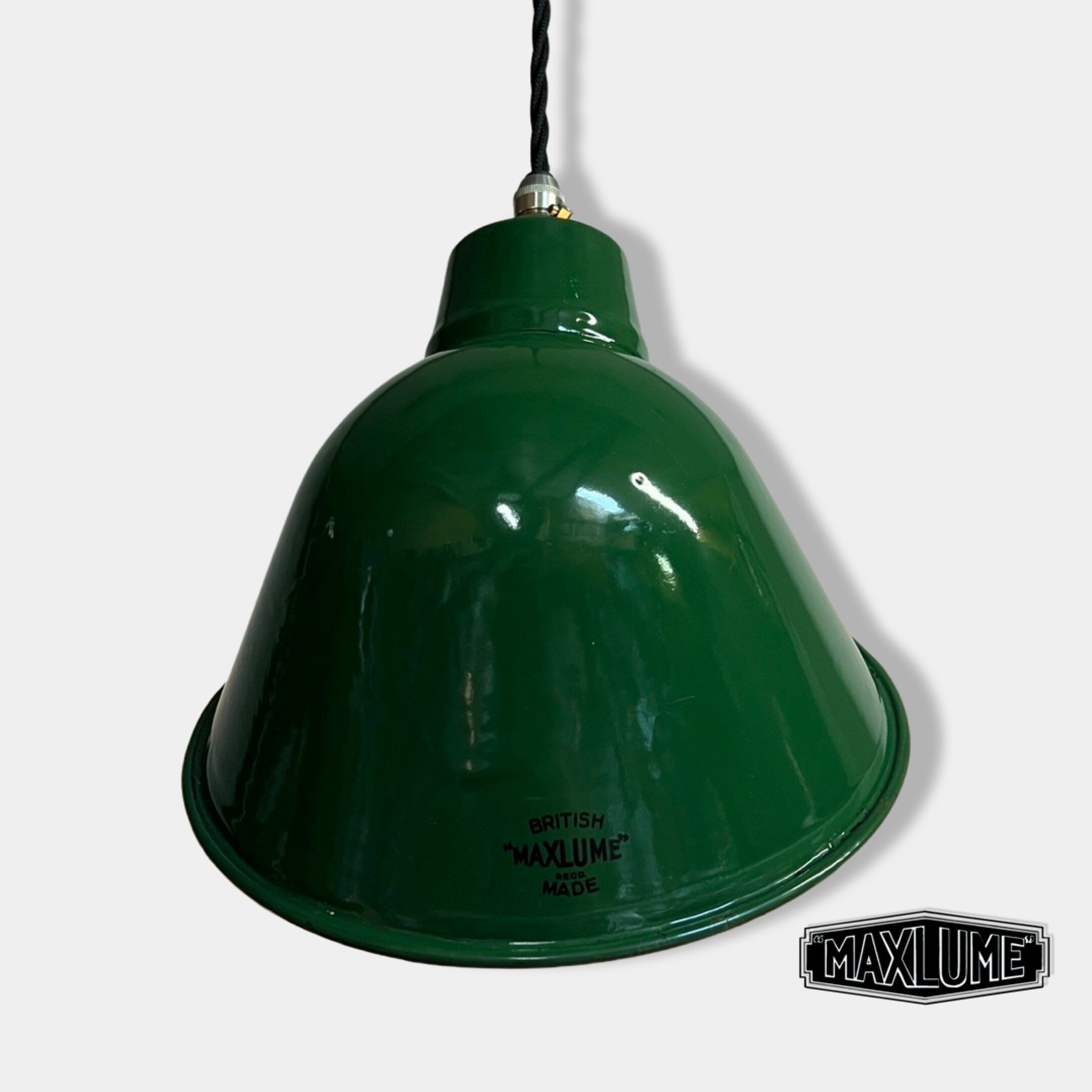Maxlume 1920s Green Industrial Parabolic Angled Shade Pendant Set Ligh ...